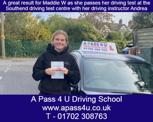 Maddie W passes her driving test with Andrea W - APass4U