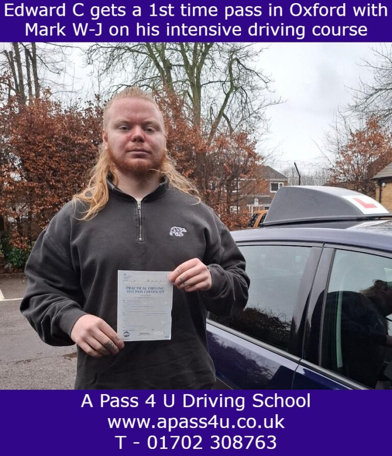 1st time pass for Edward C with Mark W-J on driving course - APass4U